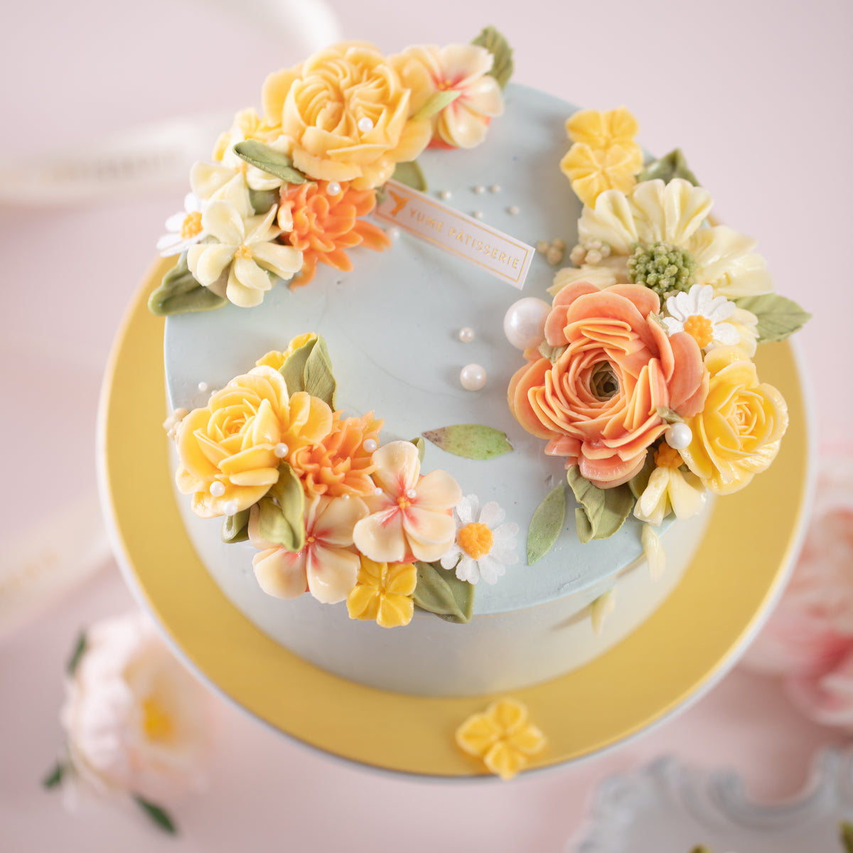 "Sharon" Korean Buttercream Flowercake Wreath Style – Yume Patisserie