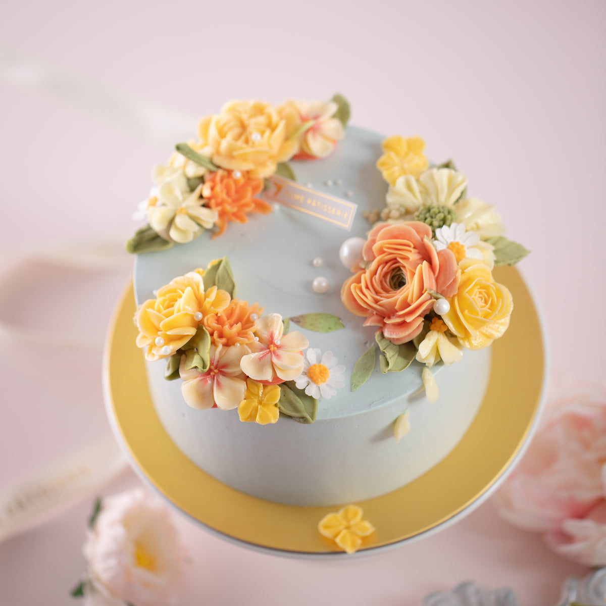 "Sharon" Korean Buttercream Flowercake Wreath Style – Yume Patisserie